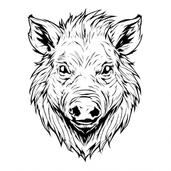 Download Black and White Wild Boar Head Drawing Coloring pages Online ...