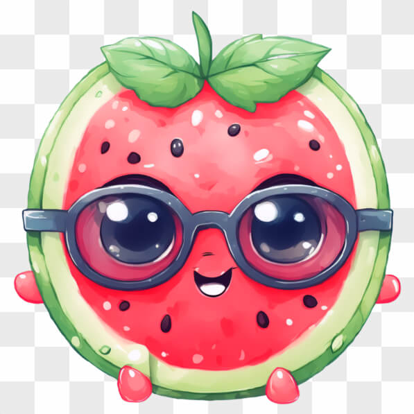 Descarga Sandía Kawaii con Gafas Kawaii En Línea - Creative Fabrica