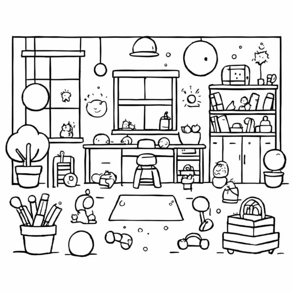 Download Black and White Room Coloring Page Coloring pages Online ...