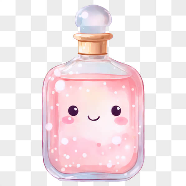 Download Kawaii Pink Perfume Bottle with Smiley Face and Bubbles Kawaii ...