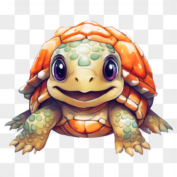 Download Kawaii Cartoon Turtle: Orange Shell & White Spots Kawaii ...