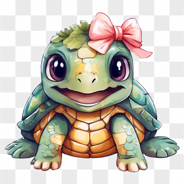 Download Kawaii Turtle with Pink Bow Kawaii Online - Creative Fabrica