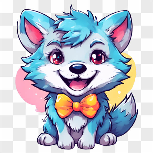 Download Kawaii Blue Wolf with Orange Bow Tie Kawaii Online - Creative ...