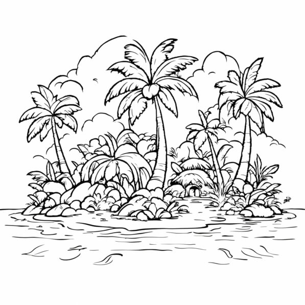 Download Tropical Island Coloring Page Coloring pages Online - Creative ...