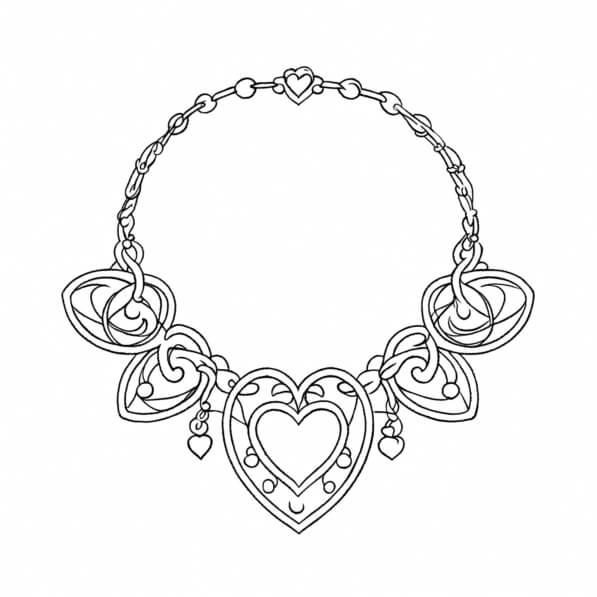 Download Heart-Shaped Necklace Drawing Coloring pages Online - Creative ...