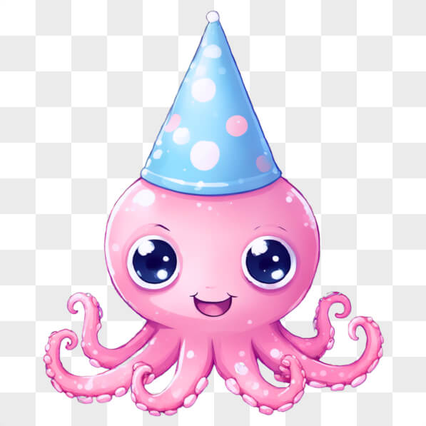 Descarga Pulpo Rosa Kawaii con Sombrero de Cumpleaños Kawaii En Línea ...