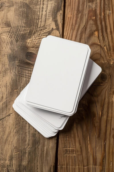 Download Stack of Blank White Cards on Wooden Table Mockups Online ...