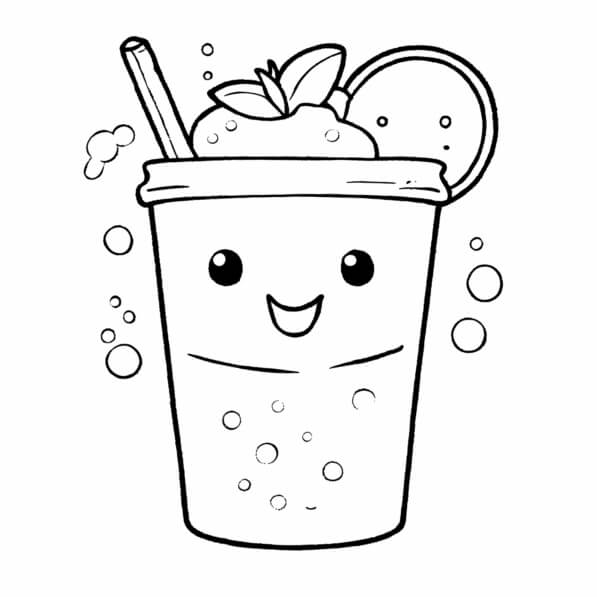 Download Cute Iced Tea Drink with Smiley Face Coloring pages Online ...