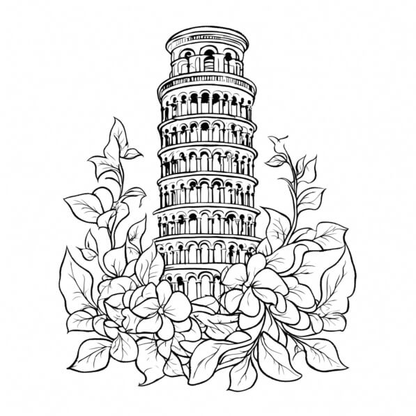 Download Leaning Tower of Pisa Coloring Page Coloring pages Online ...