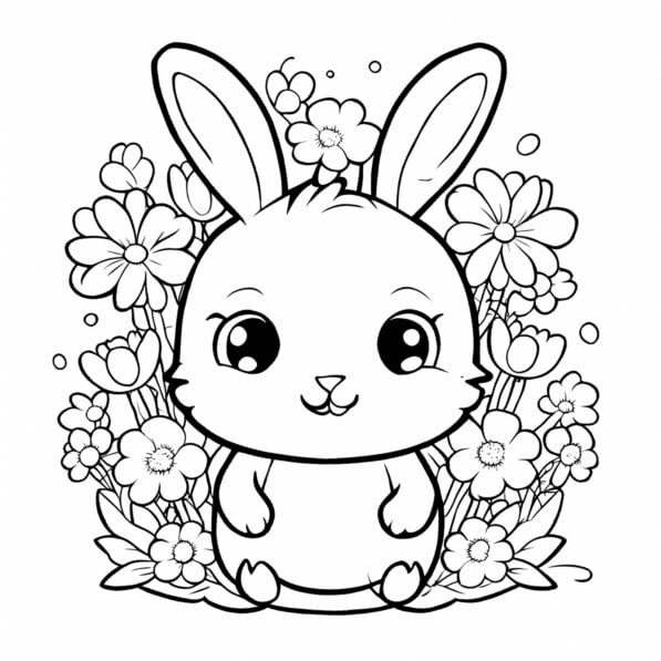 Download Cute Bunny Rabbit in Flower Coloring Pages Coloring pages ...
