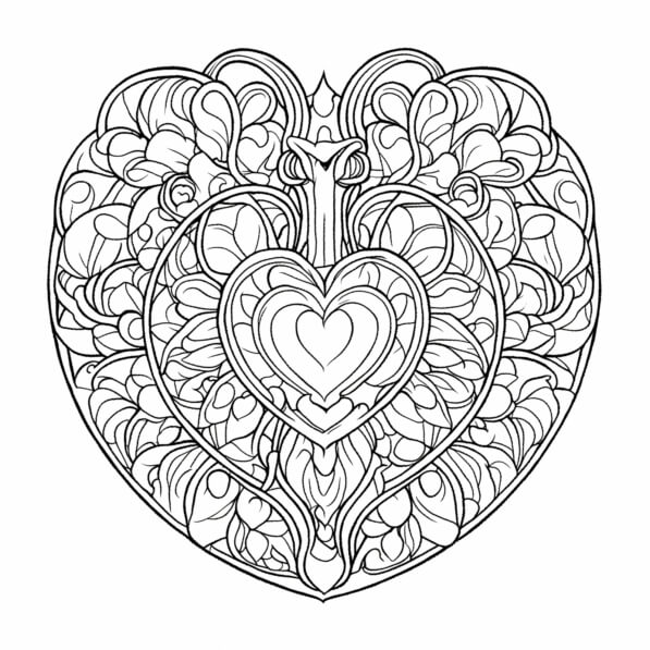 Download Intricate Heart Design Coloring Page Coloring pages Online ...