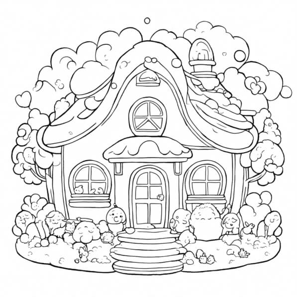 Download Cartoon House Coloring Page Coloring pages Online - Creative ...