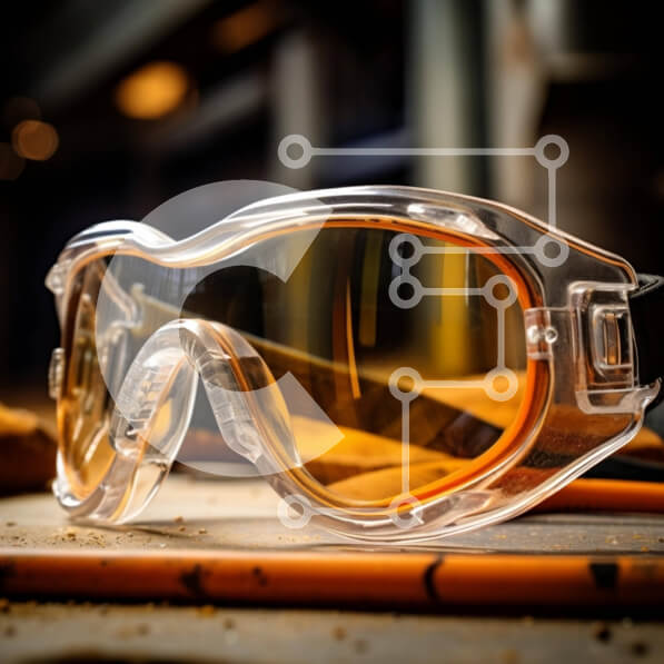 Download Pair of Safety Goggles on Wood Surface Stockphotos Online ...