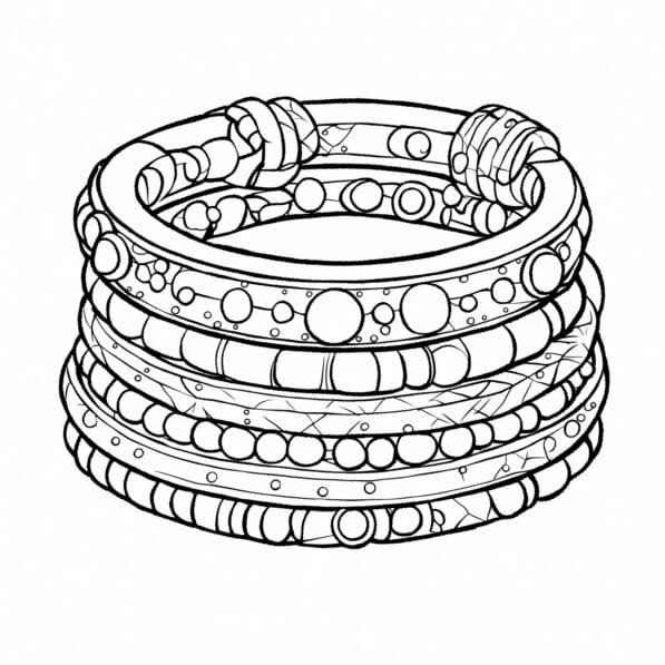Download Stack of Bracelets in Black and White Coloring pages Online ...