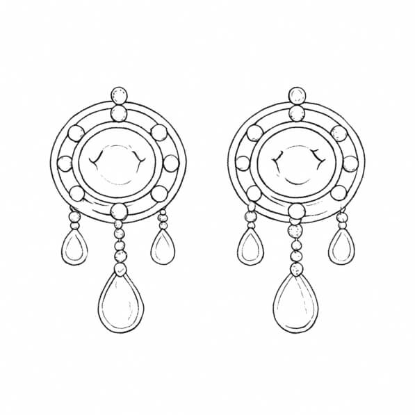 Download Black and White Drawing of Elegant Earrings Coloring pages ...