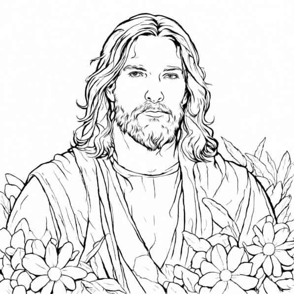 Download Drawing of Jesus with Flowers Coloring pages Online - Creative ...