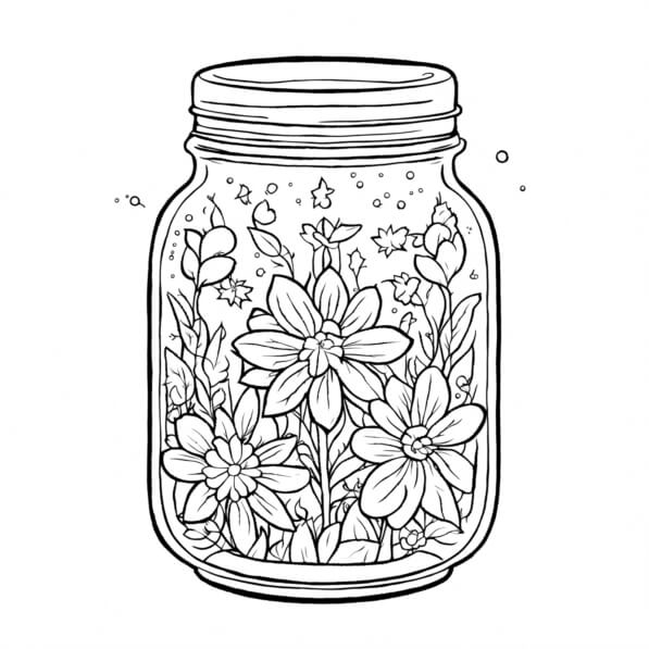 Download Mason Jar with Flowers Coloring Page Coloring pages Online ...