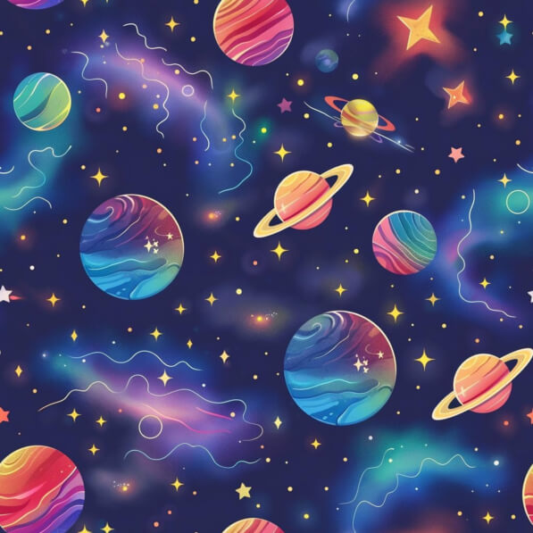 Download Colorful Planets, Stars, and Moons Seamless Pattern Patterns ...