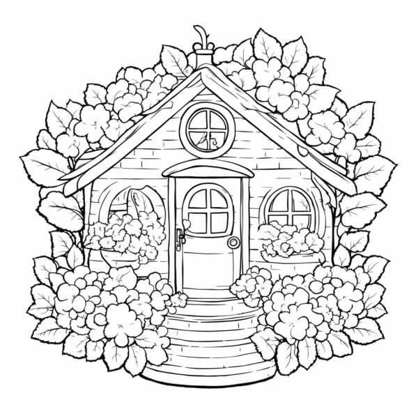 Download House Coloring Page with Flower Garden Coloring pages Online ...