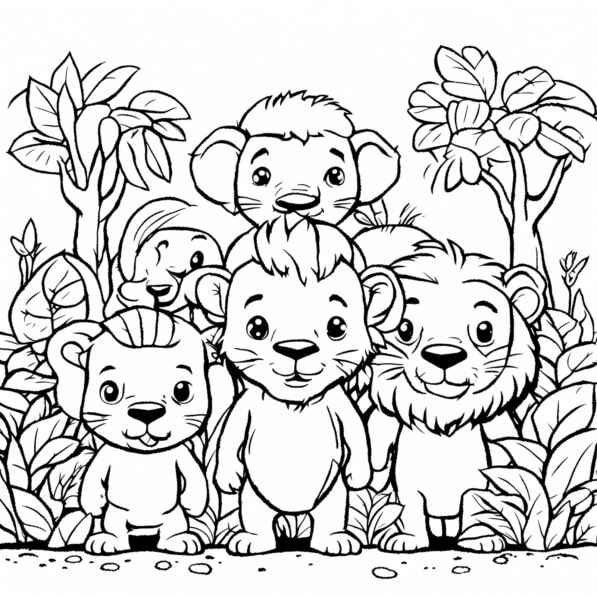 Download Coloring Page of Jungle Animals Coloring pages Online ...