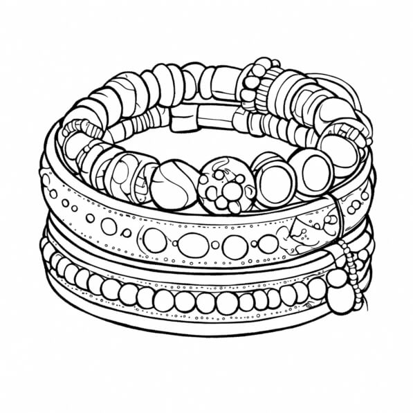 Download Colorful Beaded Bracelets Coloring pages Online - Creative Fabrica