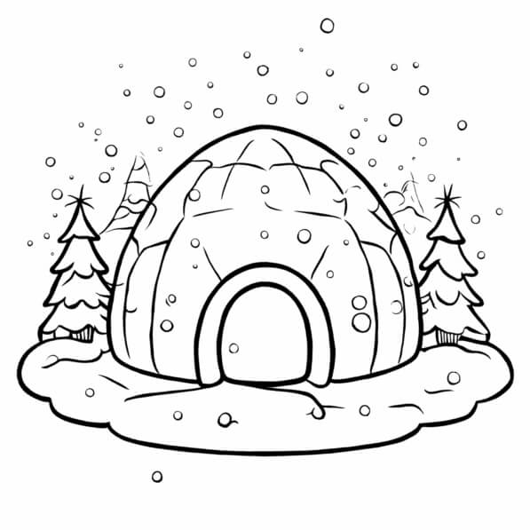 Download Winter-themed Igloo Coloring Page Coloring pages Online ...