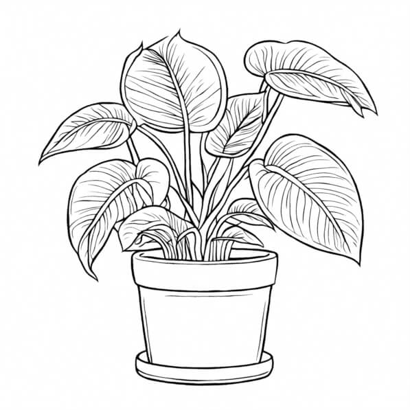 Download Potted Plant Outline Drawing Coloring pages Online - Creative ...