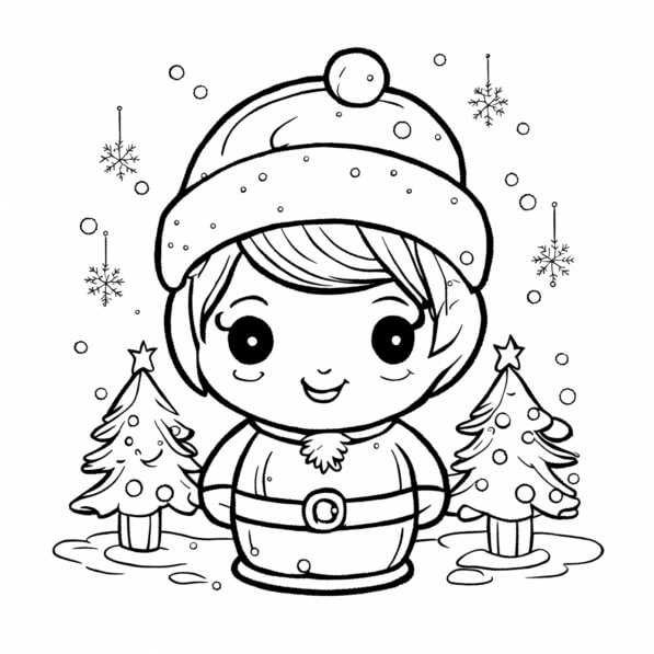 Download Holiday Coloring Page Of Girl As Santa Claus Coloring Pages Online Creative Fabrica