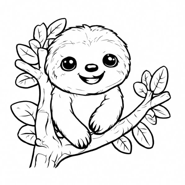 Download Cute Sloth Coloring Page Coloring pages Online - Creative Fabrica