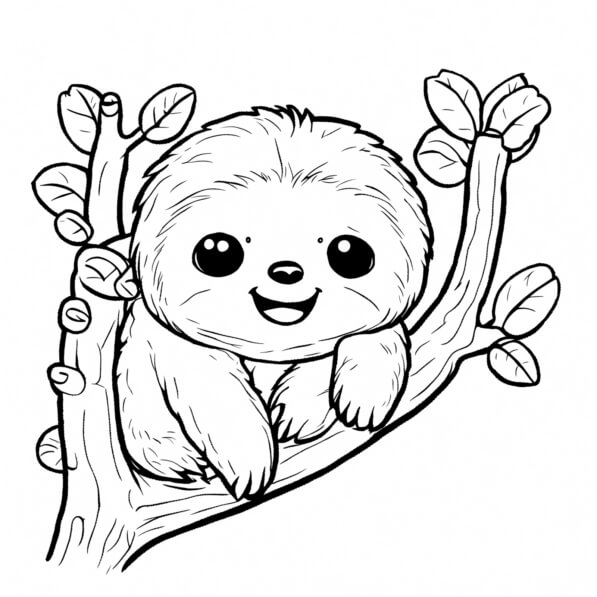 Download Cute Sloth Coloring Page Coloring pages Online - Creative Fabrica