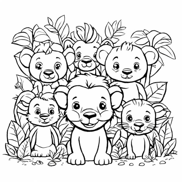 Download Black and White Lions in Jungle Coloring Page Coloring pages ...