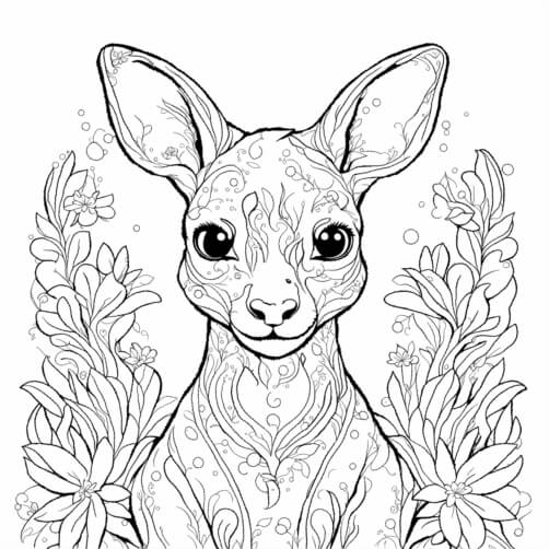 Download Adult Coloring Page: Kangaroo and Flowers Coloring pages ...