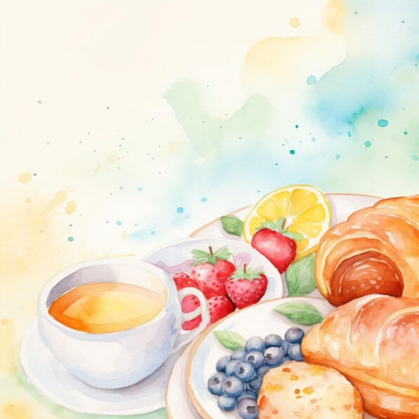 Download Breakfast Plate with Croissants, Pastries, Berries, and Coffee ...