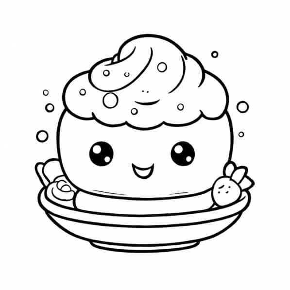 Download Coloring Page: Cute Sundae with Colorful Toppings Coloring ...