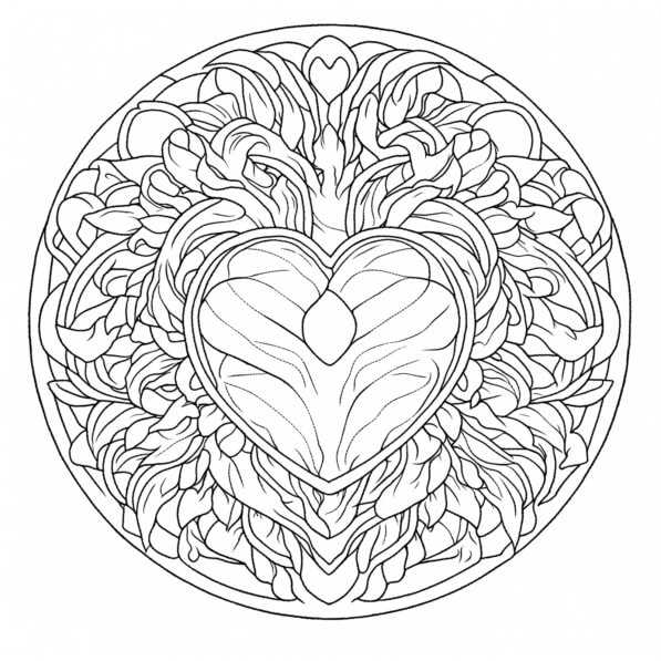 Download Adult Coloring Page with Heart Design Coloring pages Online ...