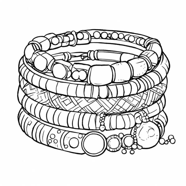Download Black and White Bracelets with Beads Coloring pages Online ...