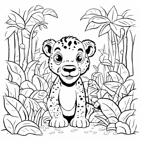 Download Baby Leopard in Jungle Coloring Page Coloring pages Online ...