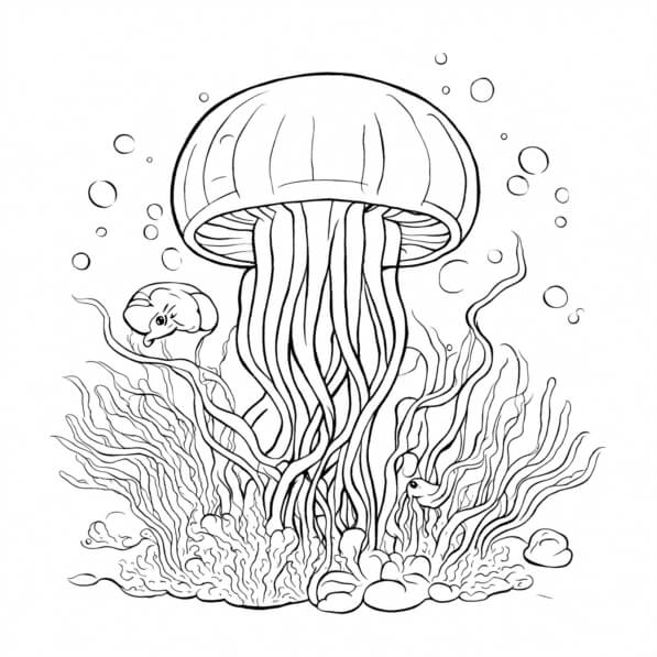 Download Coloring Page: Jellyfish Under the Sea Coloring pages Online ...
