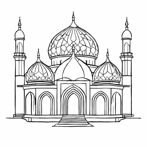 Download Mosque Coloring Page with Islamic Symbols Coloring pages ...