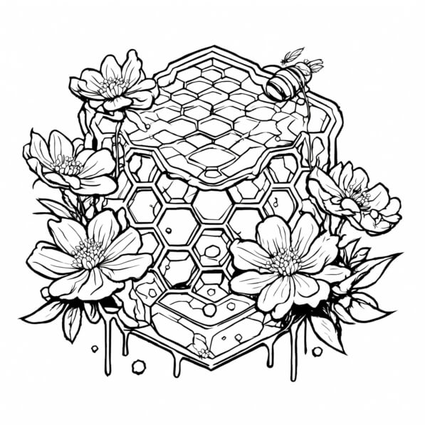 Scarica Disegno ispirato alla natura di un alveare con api e fiori ...