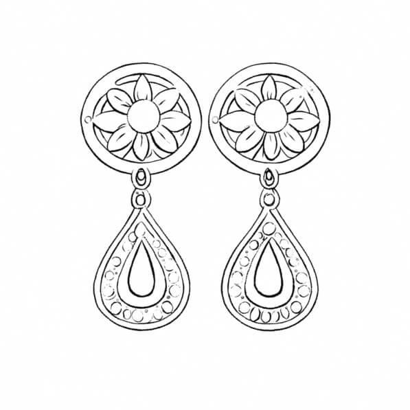 Download Black and White Dangling Earrings Coloring pages Online ...