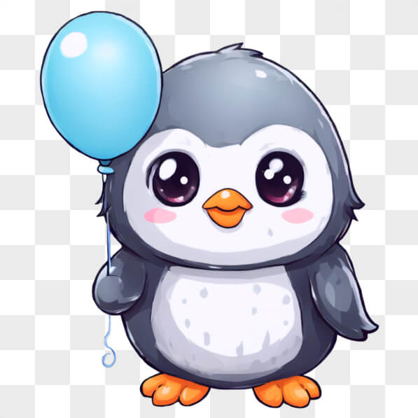 Download Kawaii Cartoon Penguin with Blue Balloon Kawaii Online ...