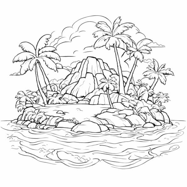 Download Tropical Island Coloring Page Coloring pages Online - Creative ...