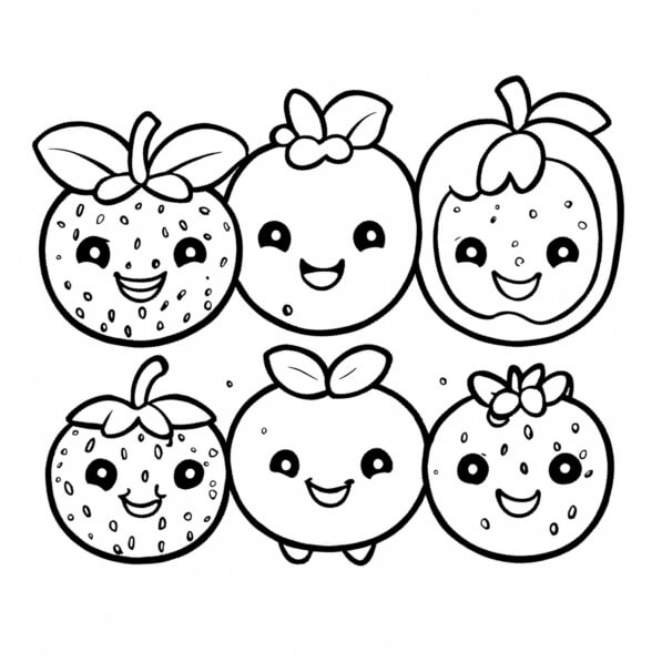 Download Fruit Coloring Pages with Smiley Faces Coloring pages Online ...