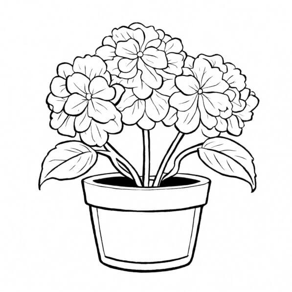 Descarga Dibujo Floral En Blanco Y Negro De Macetas Con Flores Páginas