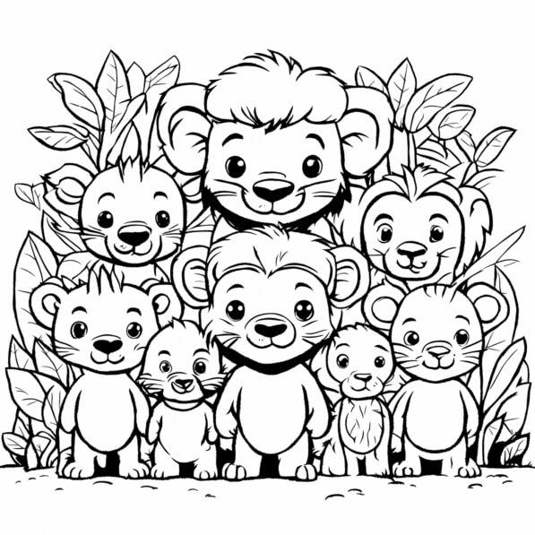 Download Family of Lions and Cubs in Jungle Coloring Pages Coloring ...