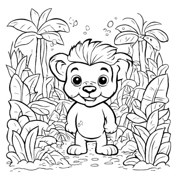 Download Cute Lion in Jungle Coloring Page Coloring pages Online ...