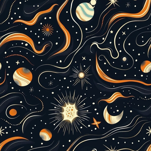 Download Seamless Space Pattern with Planets, Stars, and Moons on Black ...