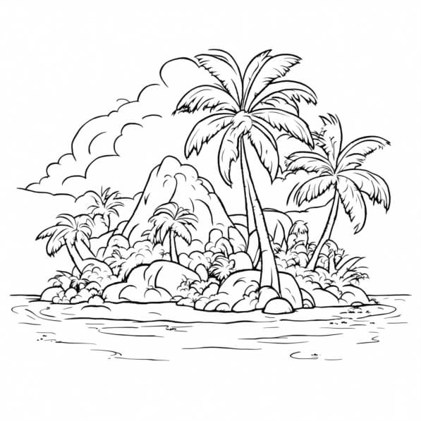 Download Tropical Island Coloring Page Coloring pages Online - Creative ...