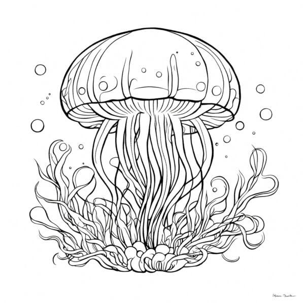 Download Jellyfish Swimming in the Ocean Coloring Page Coloring pages ...